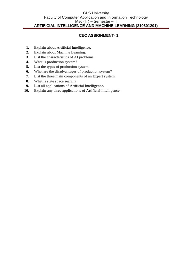 AIML Assignment 1 | PDF