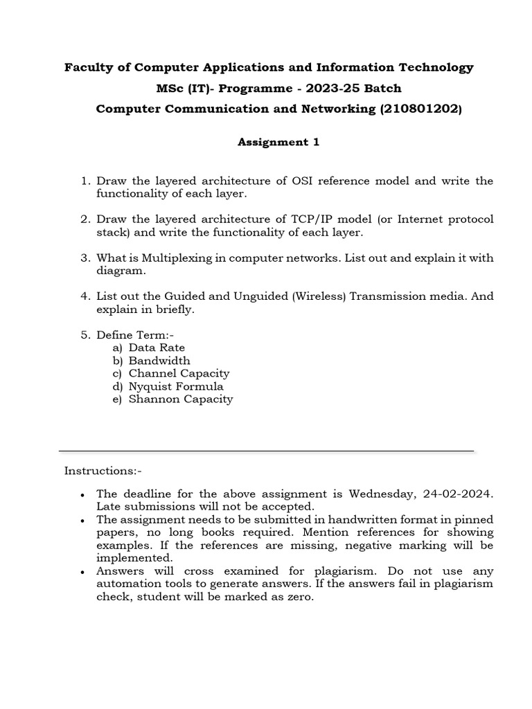 MSc IT Networking Assignment 2023-25 | PDF
