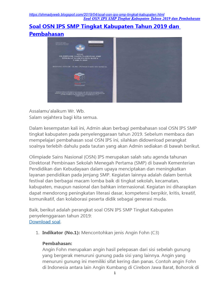 Soal dan Pembahasan OSN IPS SMP 2019 | PDF
