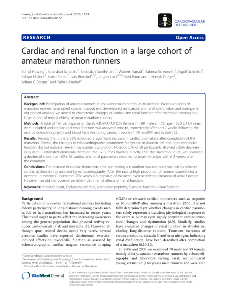 Cardiac and Renal Function in A Large Cohort of Amateur Marathon ...