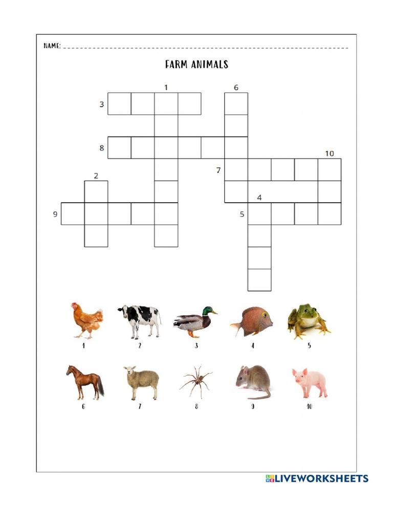 Farm Animals Crossword | PDF