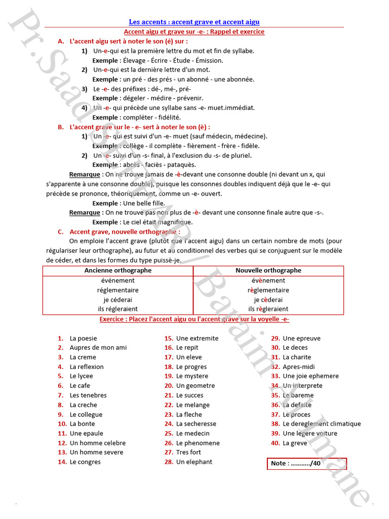 Exercices sur les Accents en Français | PDF | Langues | Études des ...