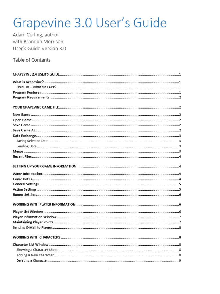 Grapevine Users Guide | PDF | Computer File | Menu (Computing)