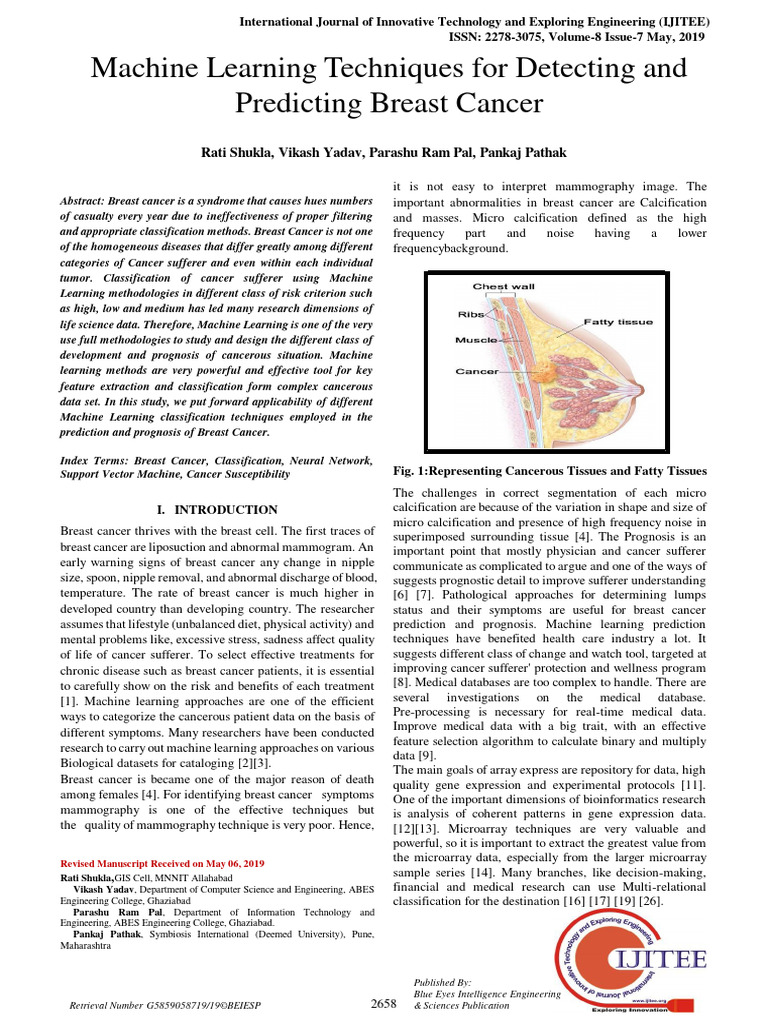 2019-05 Machine Learning Techniques For Detecting and Predicting Breast Cancer | PDF | Machine ...
