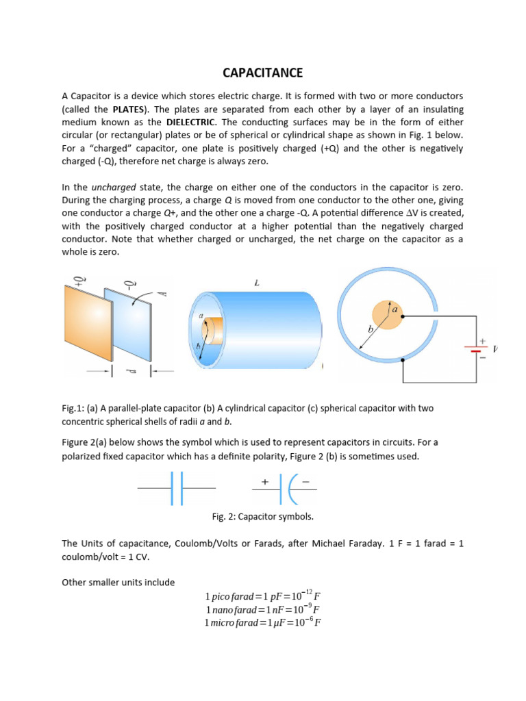 CAPACITANCE | PDF | Capacitor | Capacitance