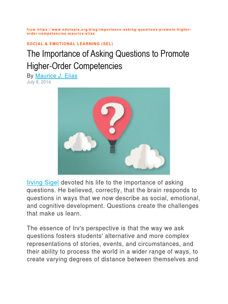 the importance of asking questions | PDF | Question | Psychology