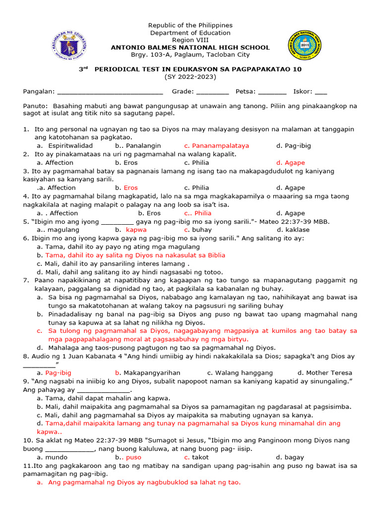 new2022-2023-ESP-10-3RD-QTR-periodical-exam...XX | PDF