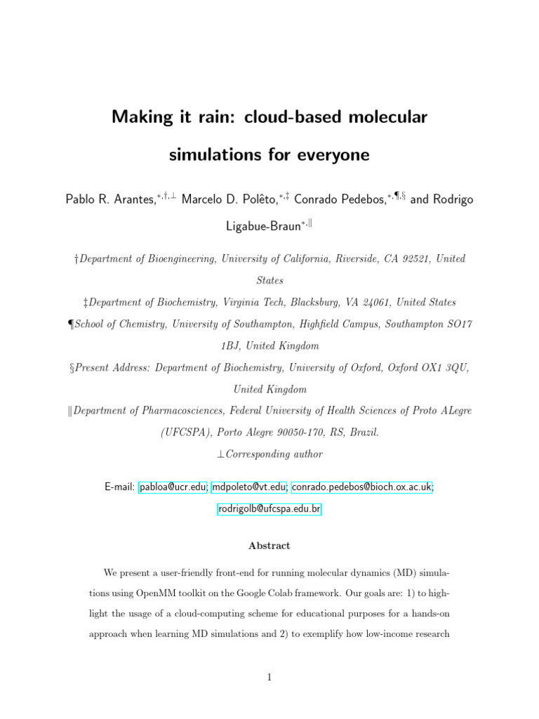 making-it-rain-cloud-based-molecular-simulations-for-everyone | PDF | Simulation | Molecular ...