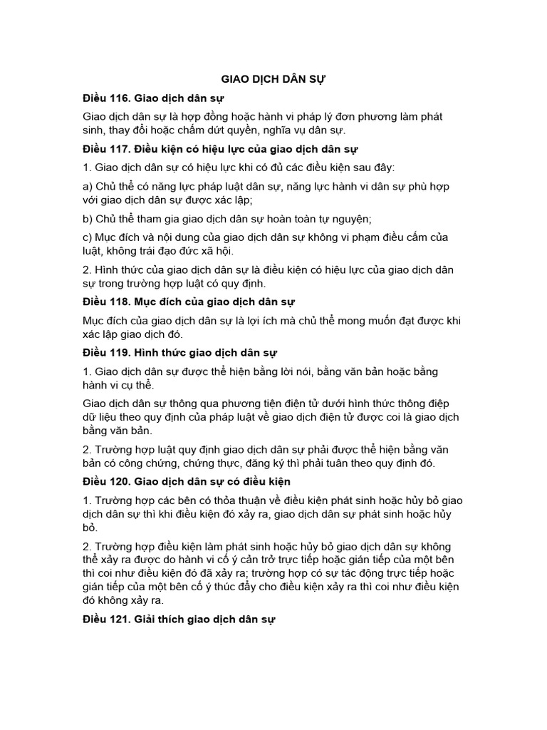 Bộ luật Dân sự (trích) - PLKD | PDF