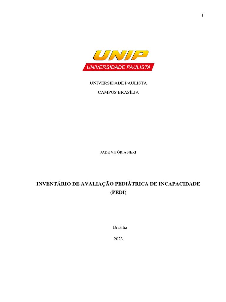 Inventário de Avaliação Pediátrica de Incapacidade (PEDI) | PDF ...