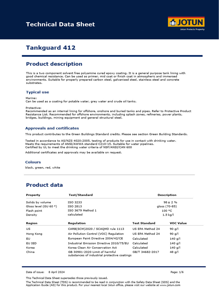 TDS 2063 Tankguard 412 Euk GB | PDF | Abrasive | Paint