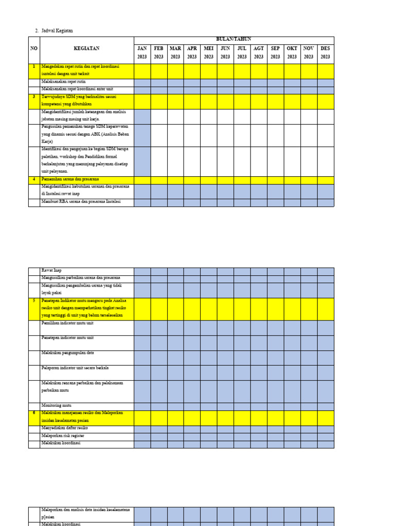 Jadwal Kegiatan Program Kerja | PDF