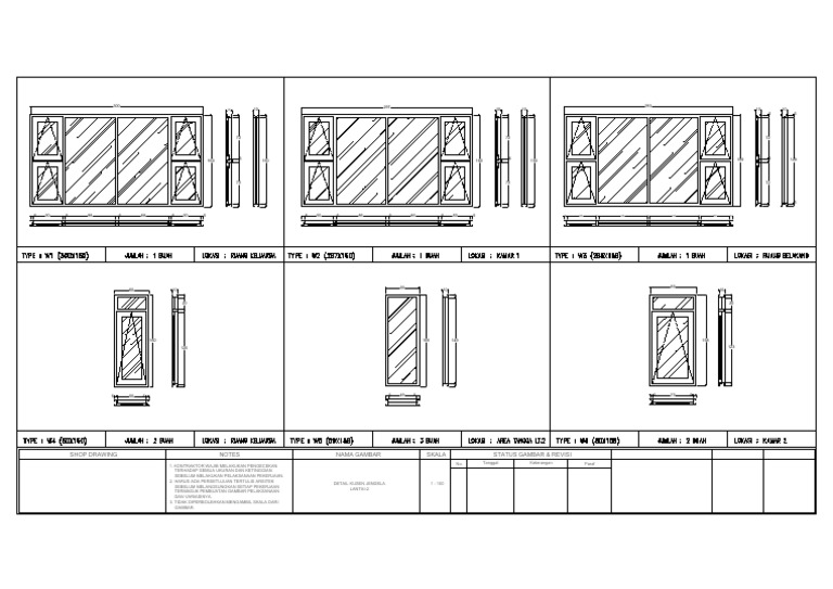 Detail Kusen Jendela Aluminium Dwg-Model | PDF