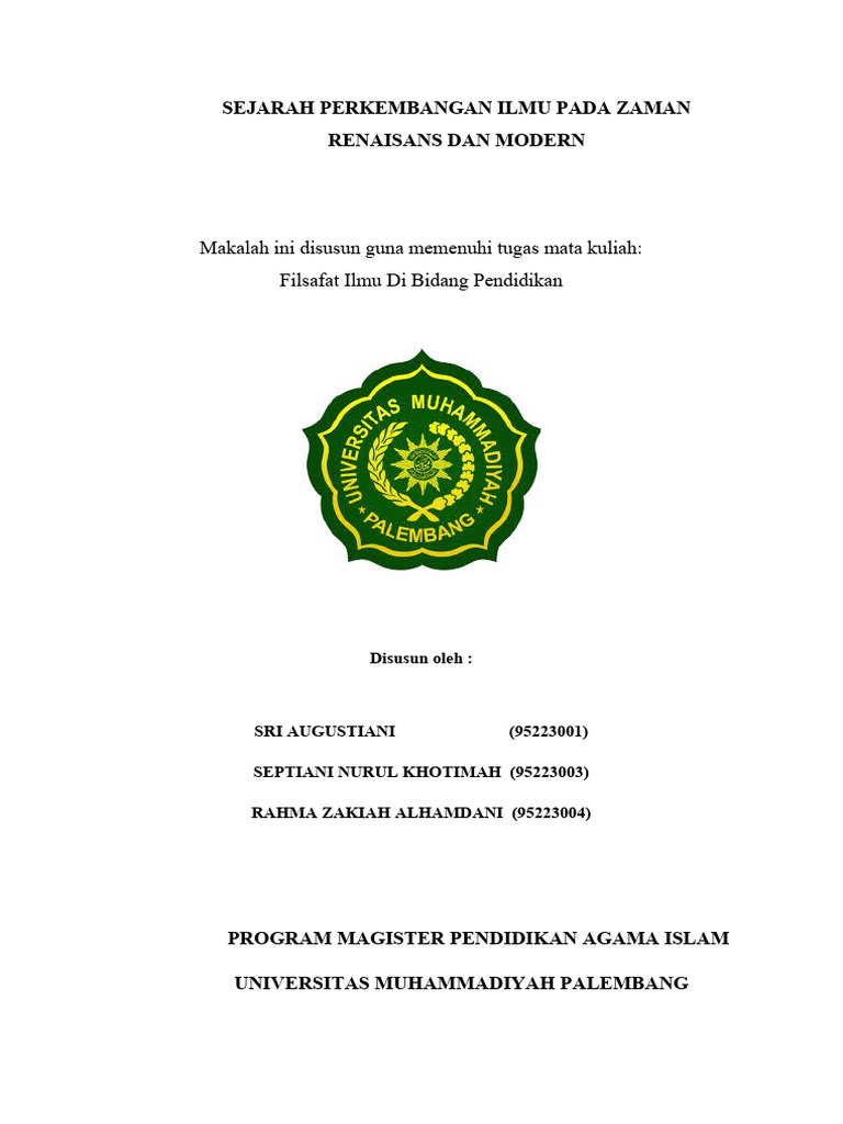 Sejarah Perkembangan Ilmu Zaman Renaisans Dan Modern | PDF