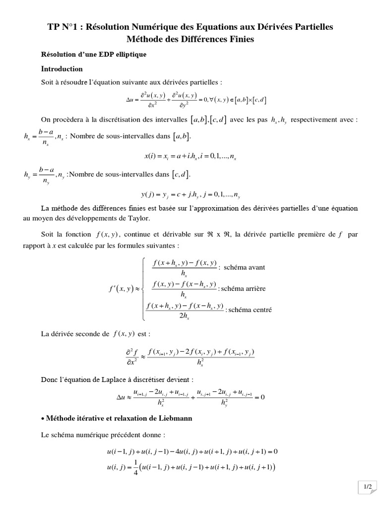 Résolution EDP par Différences Finies | PDF | Différence finie ...