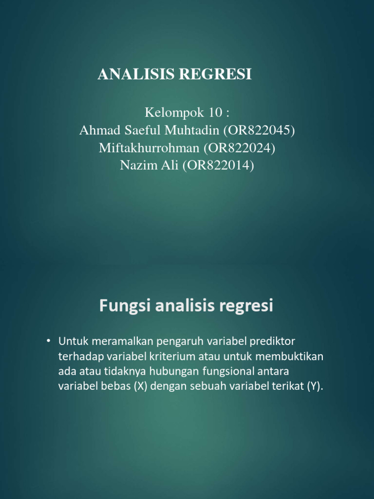 Analisis Regresi untuk Mahasiswa | PDF
