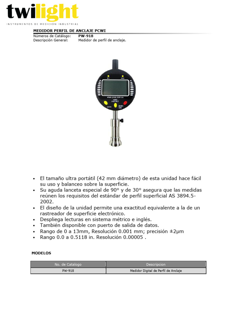 Medidor Perfil de Anclaje Pcwi | PDF