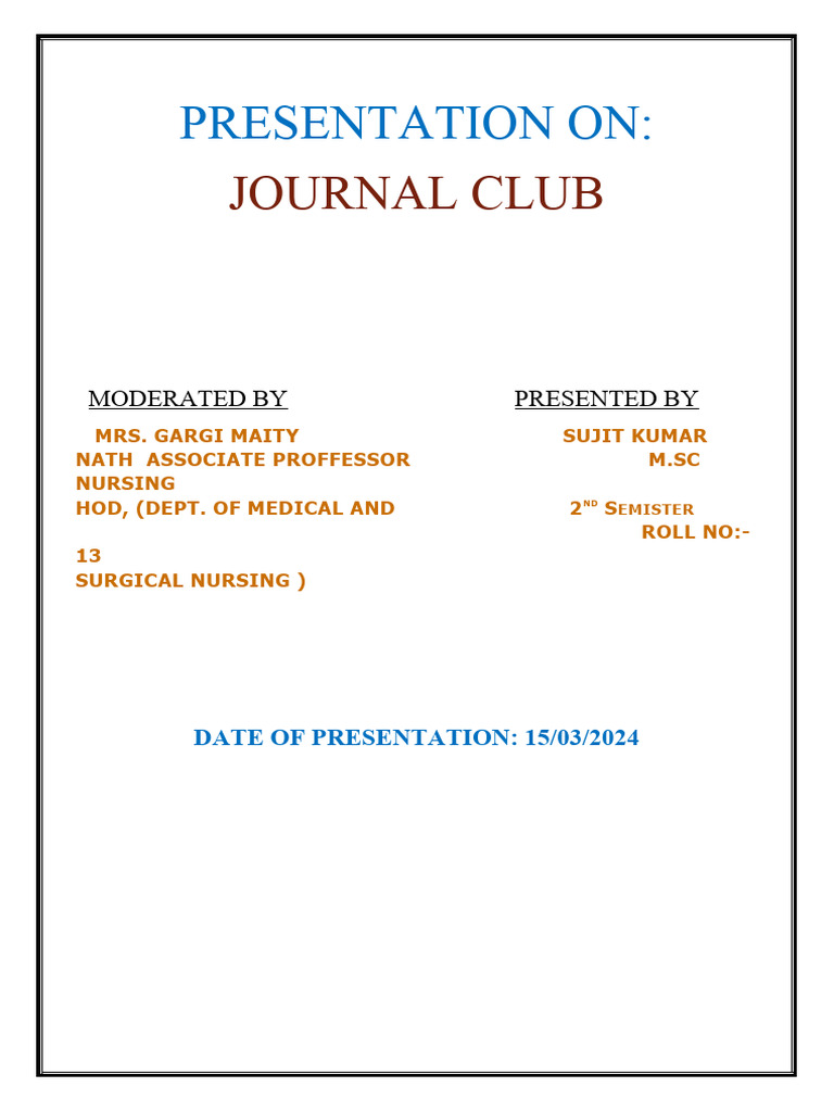 JOURNAL CLUB PRESENTATION | PDF | Hiv/Aids | Statistics