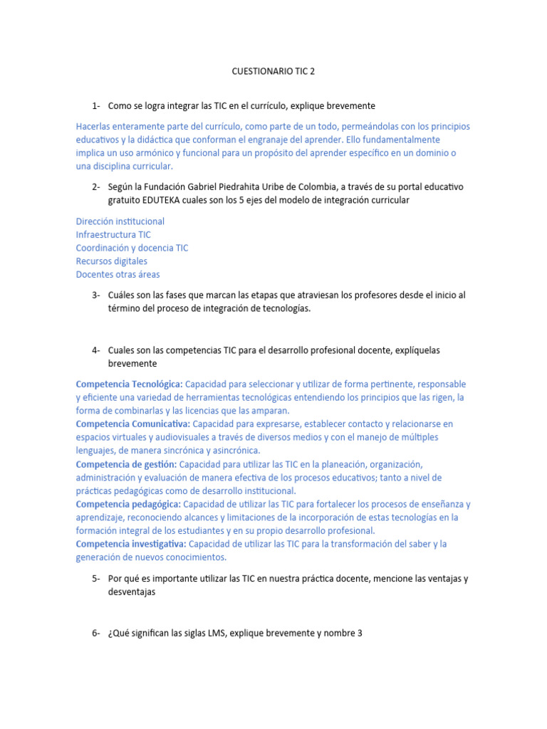 Cuestionario Tic 2 | PDF | Enseñando | Moodle