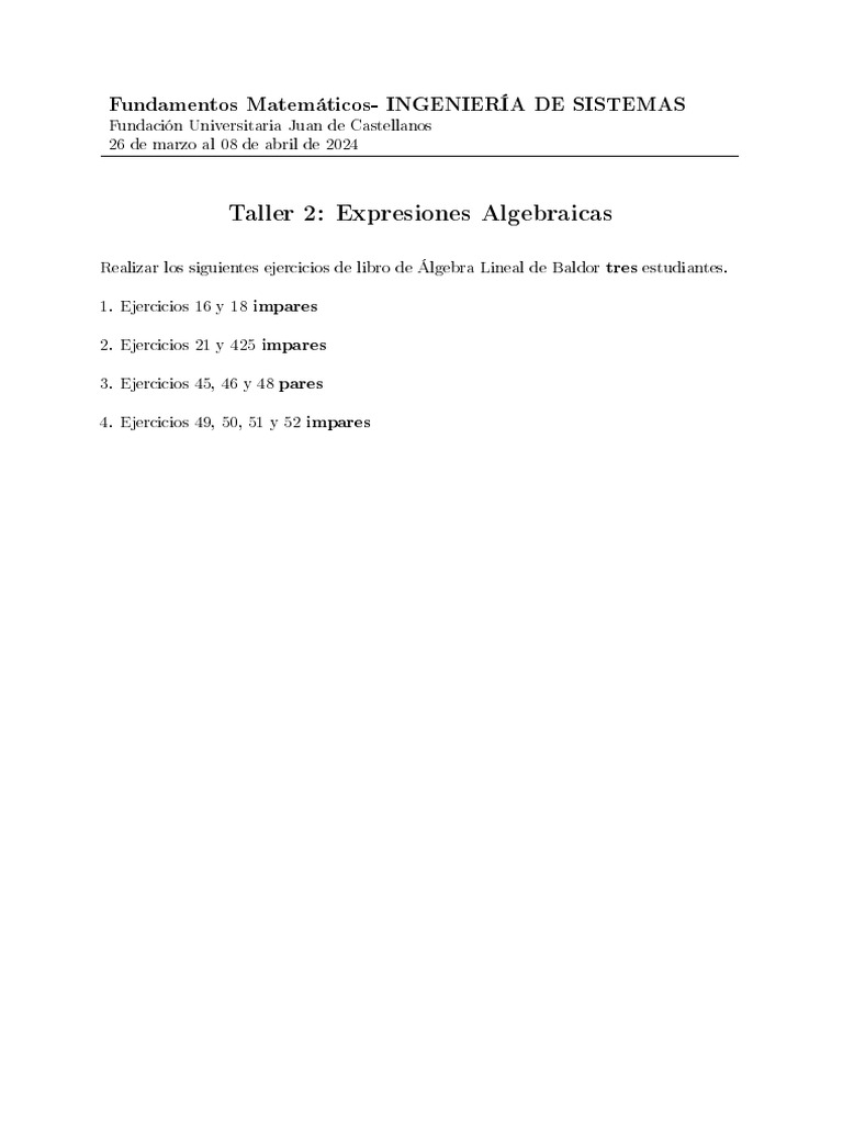 Taller de Expresiones Algebraicas | PDF
