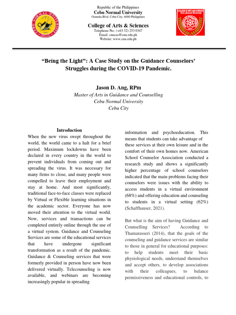 "Being The Light": A Case Study On The Guidance Counselors' Struggles ...