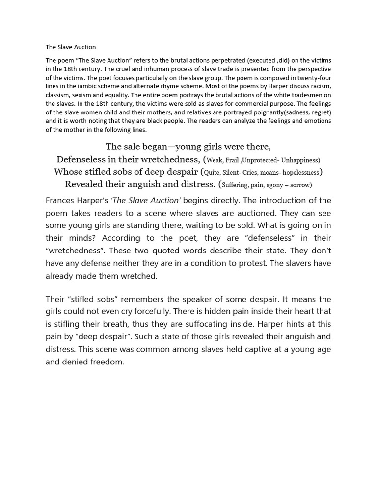 The Slave Auction | PDF | Poetry