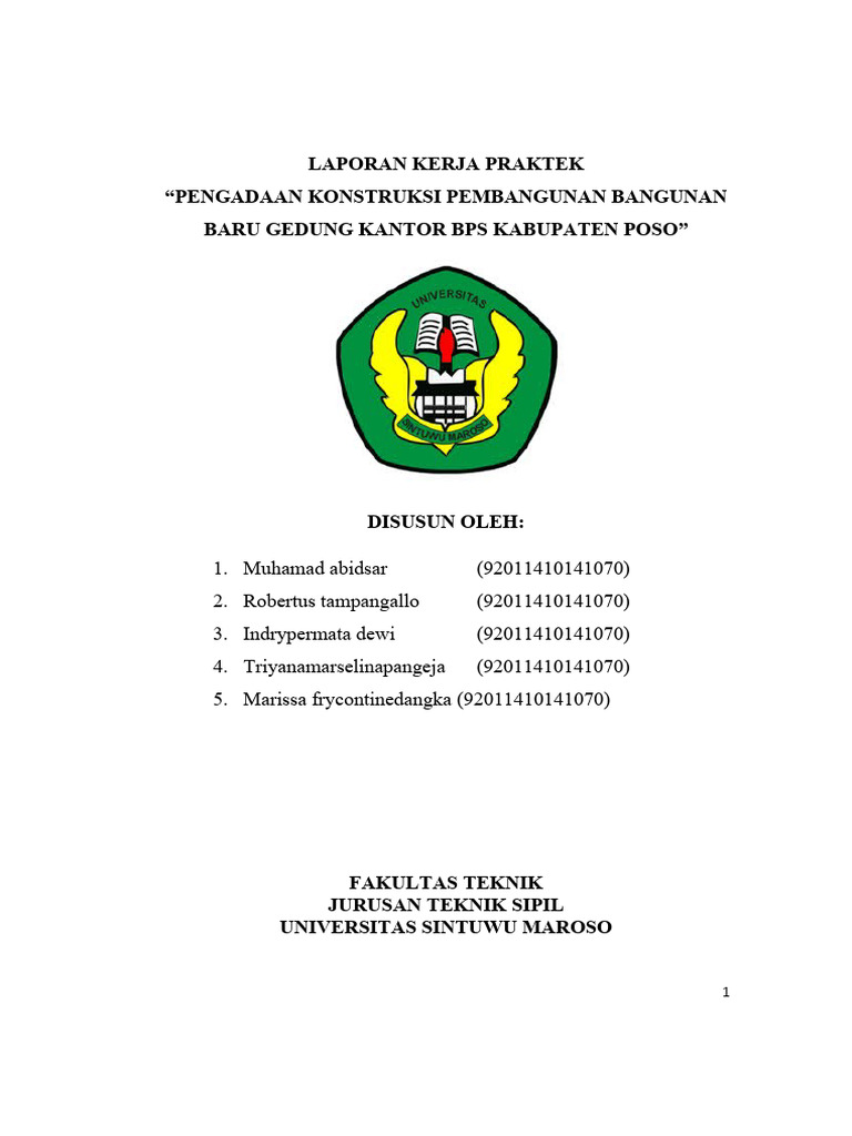 Laporan Kerja Praktek Gedung BPS Poso | PDF