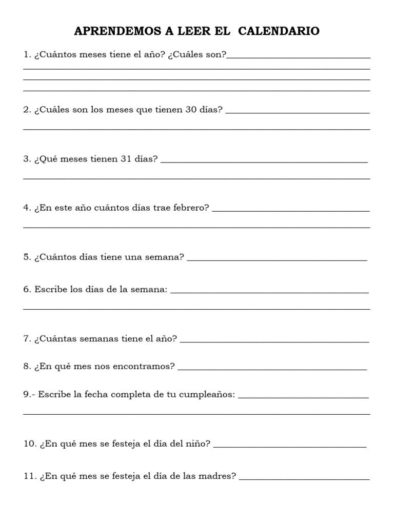 Aprende el Calendario Fácilmente | PDF