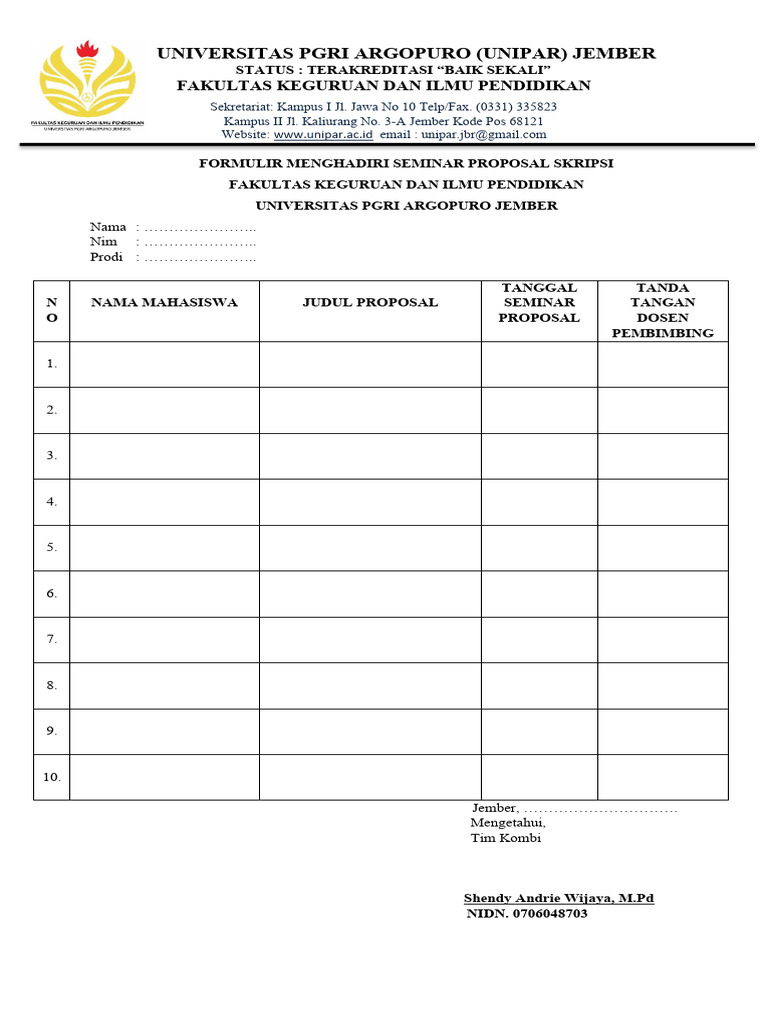 Formulir Sempro | PDF