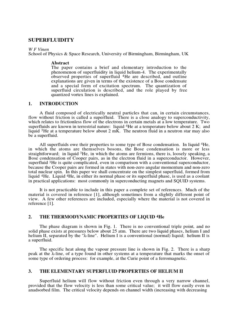 Superfluidity: W F Vinen | Download Free PDF | Boson | Vortices