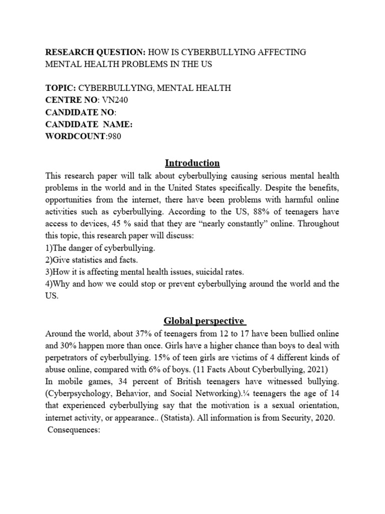 Gold Example 4 | PDF | Cyberbullying | Adolescence