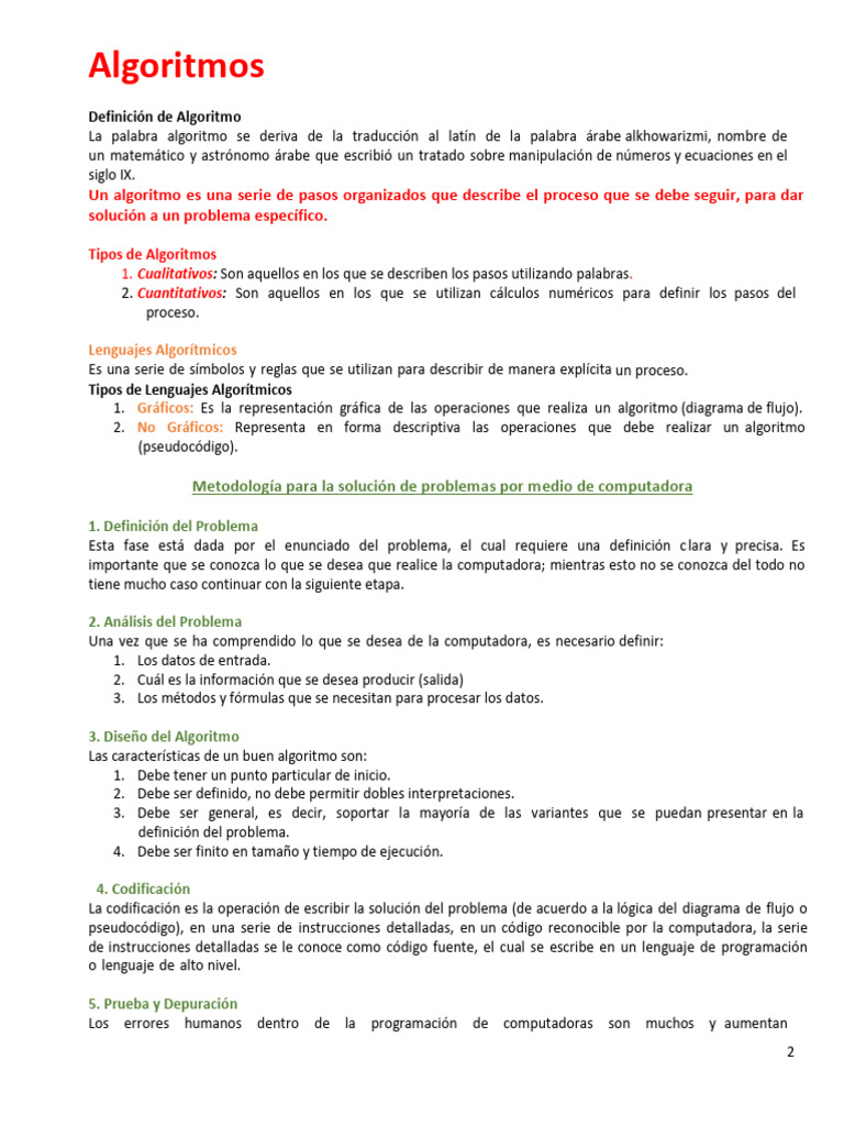 Teoria Sobre Los Algoritmos | PDF | Algoritmos | Programa de computadora