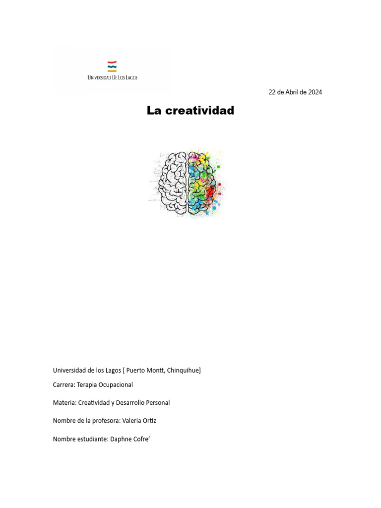 Informe Creatividad | PDF | Creatividad | Pensamiento