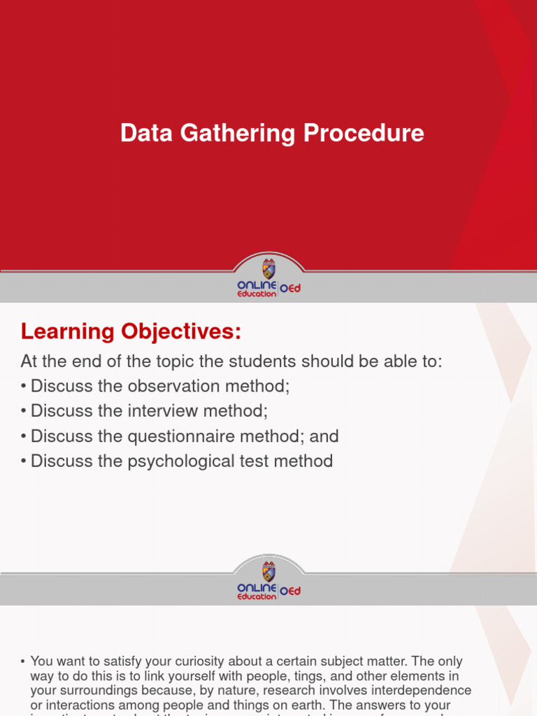 Week 015-Data Gathering Procedure | PDF | Survey Methodology | Statistics