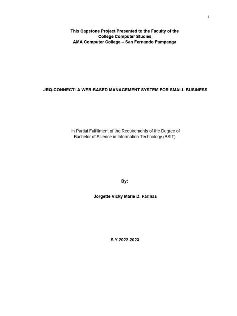 JRQ CONNECT Design and Implementation of A Web Based Project Management System For Small ...