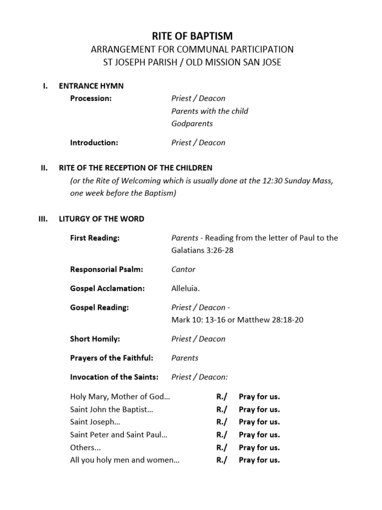 Rite of Baptism | PDF | Baptism | Jesus