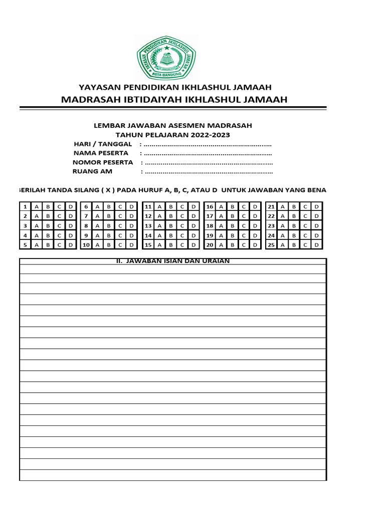 Contoh Lembar Jawaban Ljk Lju 1 Pdf