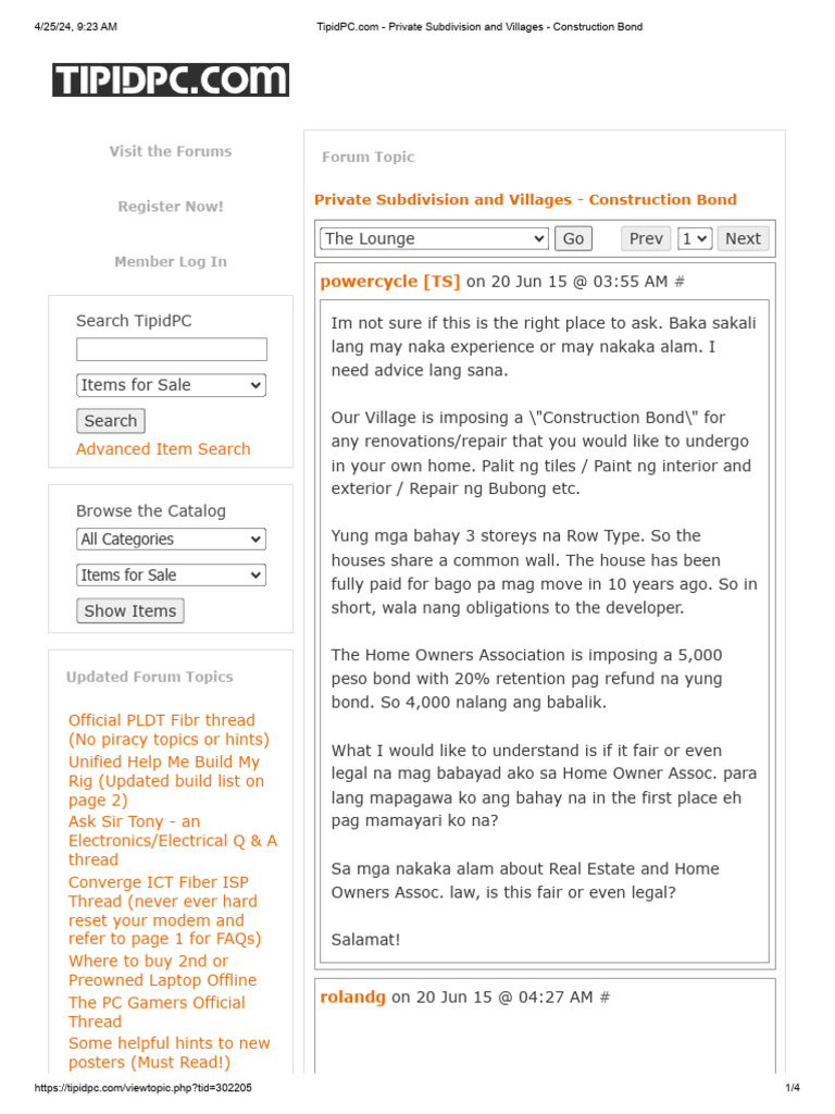 TipidPC.com - Private Subdivision and Villages - Construction Bond | PDF