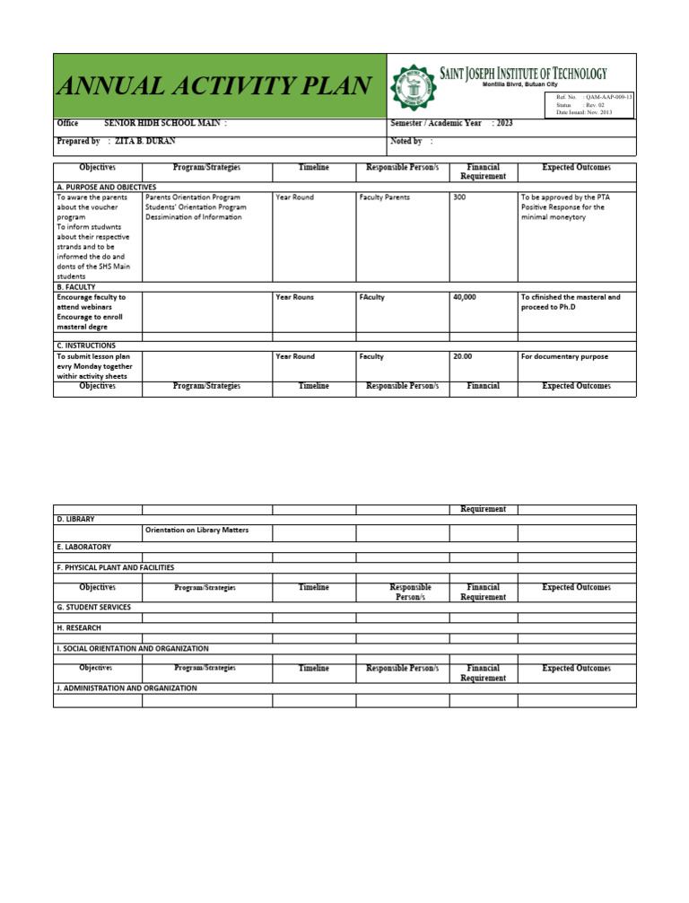 ANNUAL ACTIVITY PLAN Copy 1 1 | PDF