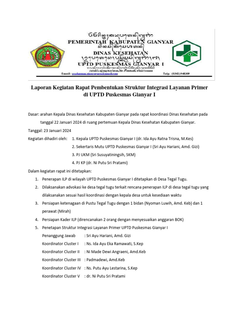 Contoh Laporan Pertemuan ILP | PDF