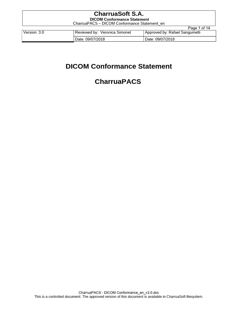 CharruaPACS - DICOM Conformance - en - v3.0 | PDF | Computer Engineering | Computer Science