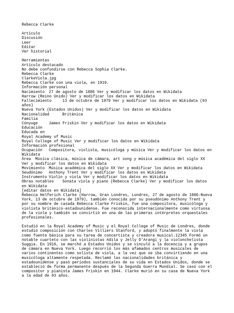 Rebecca Clarke: Pionera de la Música | PDF | Composiciones Musicales ...