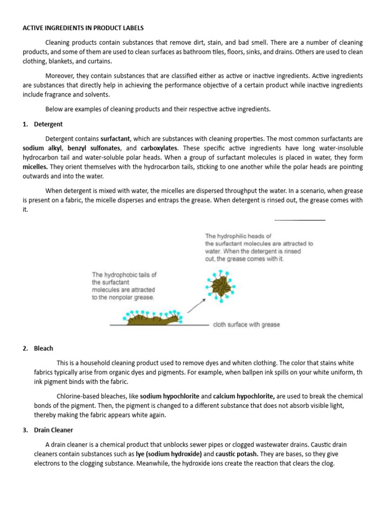 Active Ingredients in Product Labels | Download Free PDF | Detergent ...