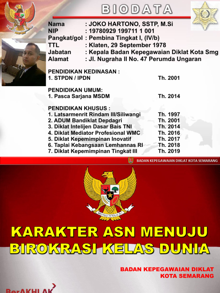 Profil Joko Hartono dan Visi ASN Semarang | PDF