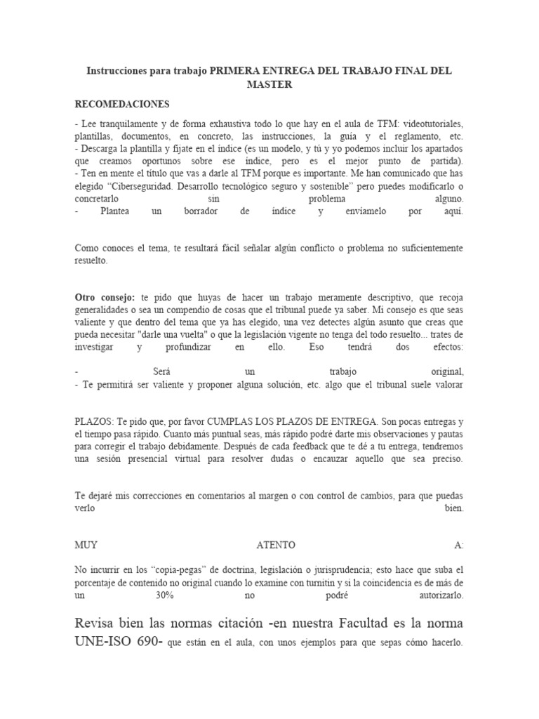 Recomendaciones 1 ENTREGA TFM | PDF