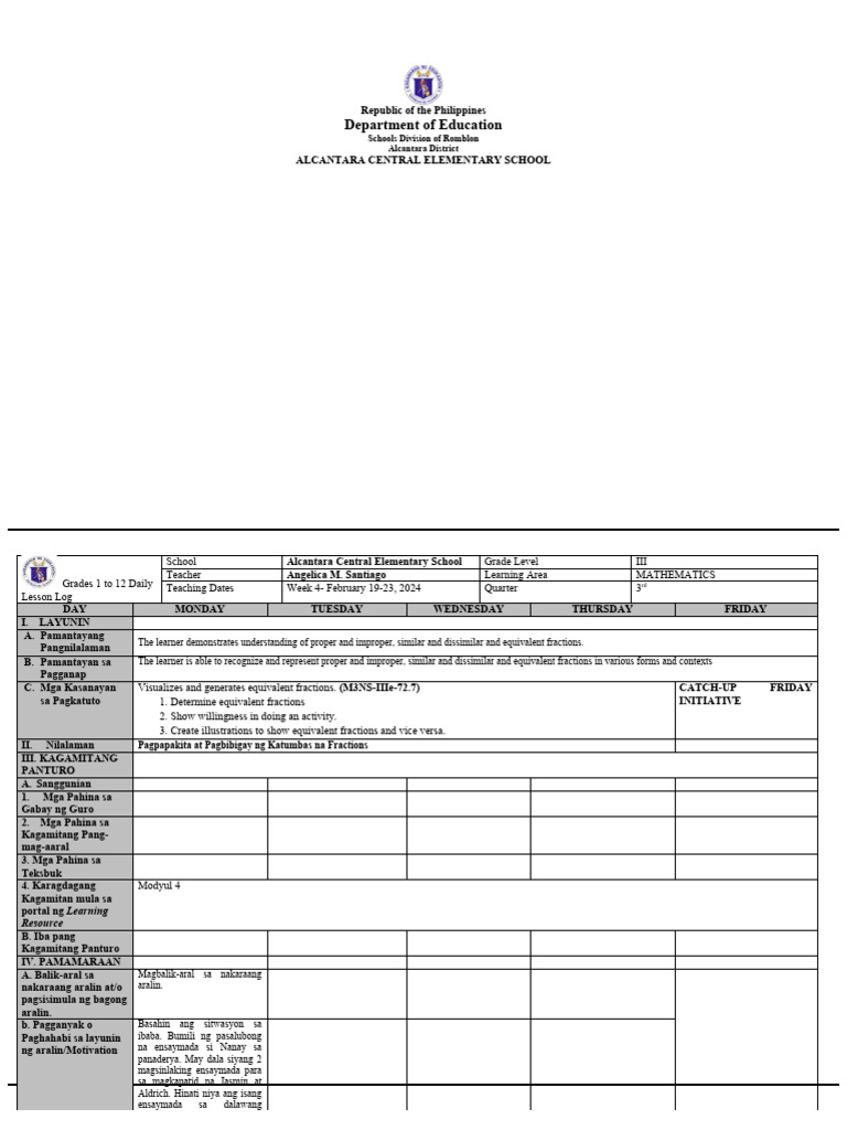 Math DLL Quarter 3 Week 4 | PDF