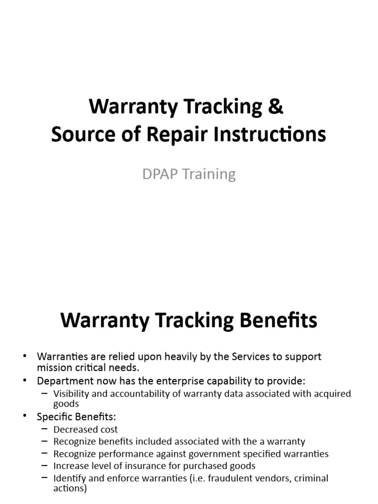 DPAP Warranty Training | PDF | Computing