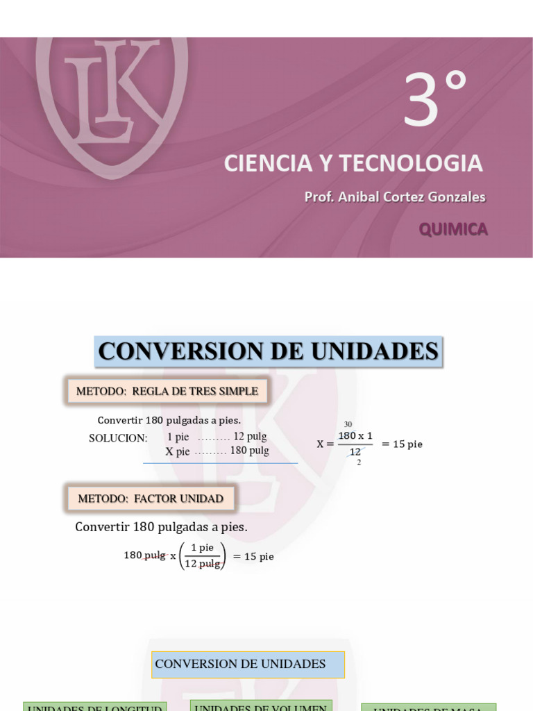 Conversión de Unidades en Química | PDF | Cantidades fisicas | Cantidad