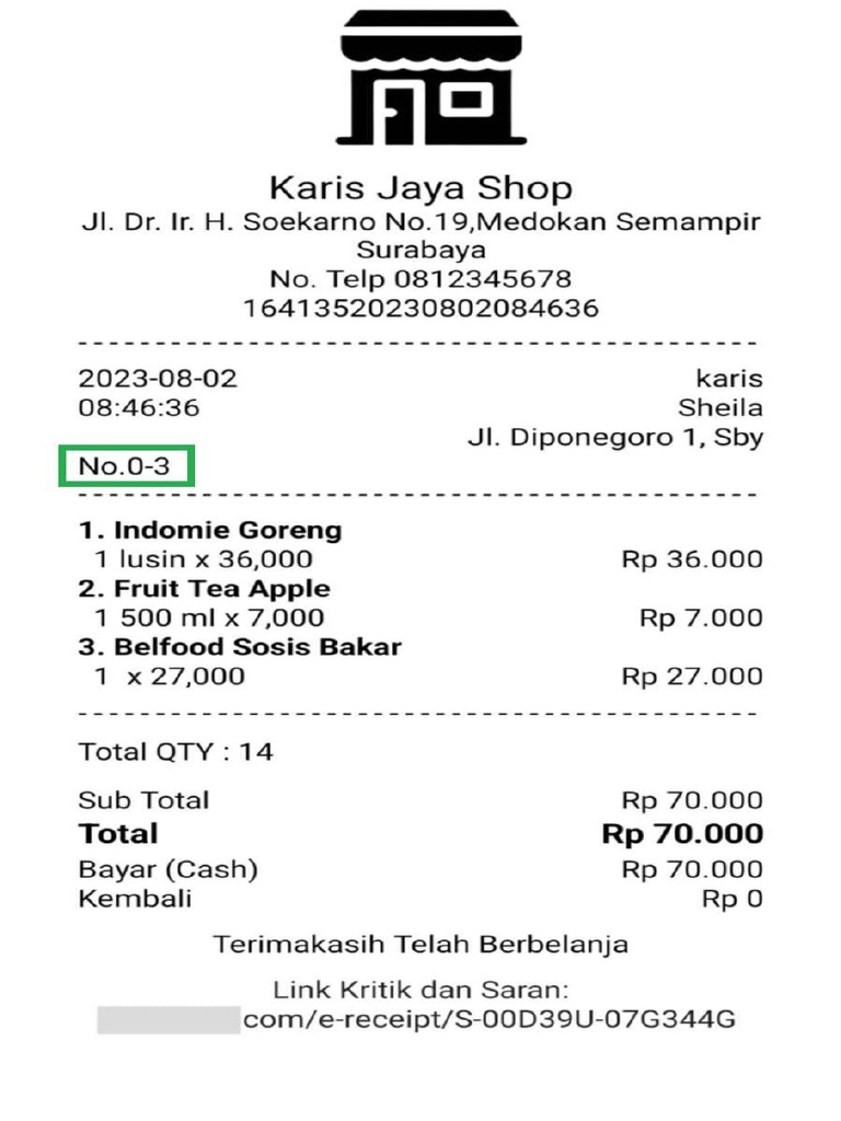 Contoh Tampilkan No Struk Kpandroid | PDF