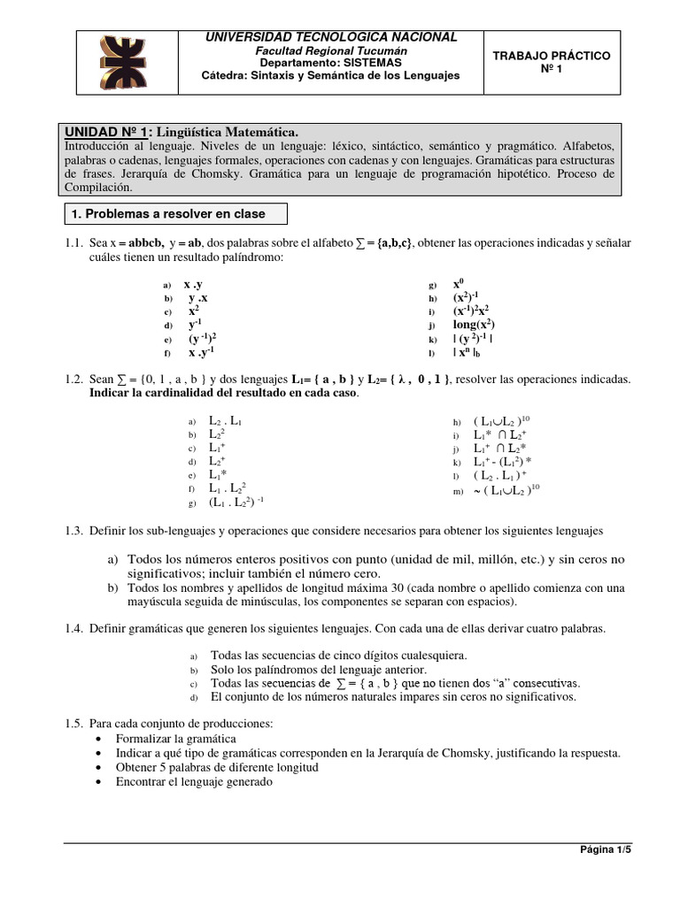 TP1 SINTAXIS Enunciado | PDF | Lenguaje de programación | Decimal
